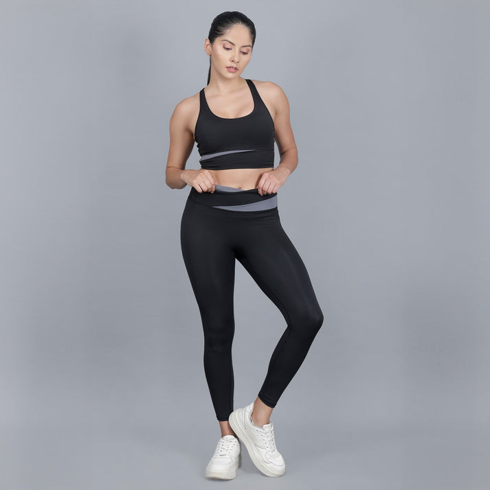 Chiclo Contrast Trim 3 Piece Workout Set For Women