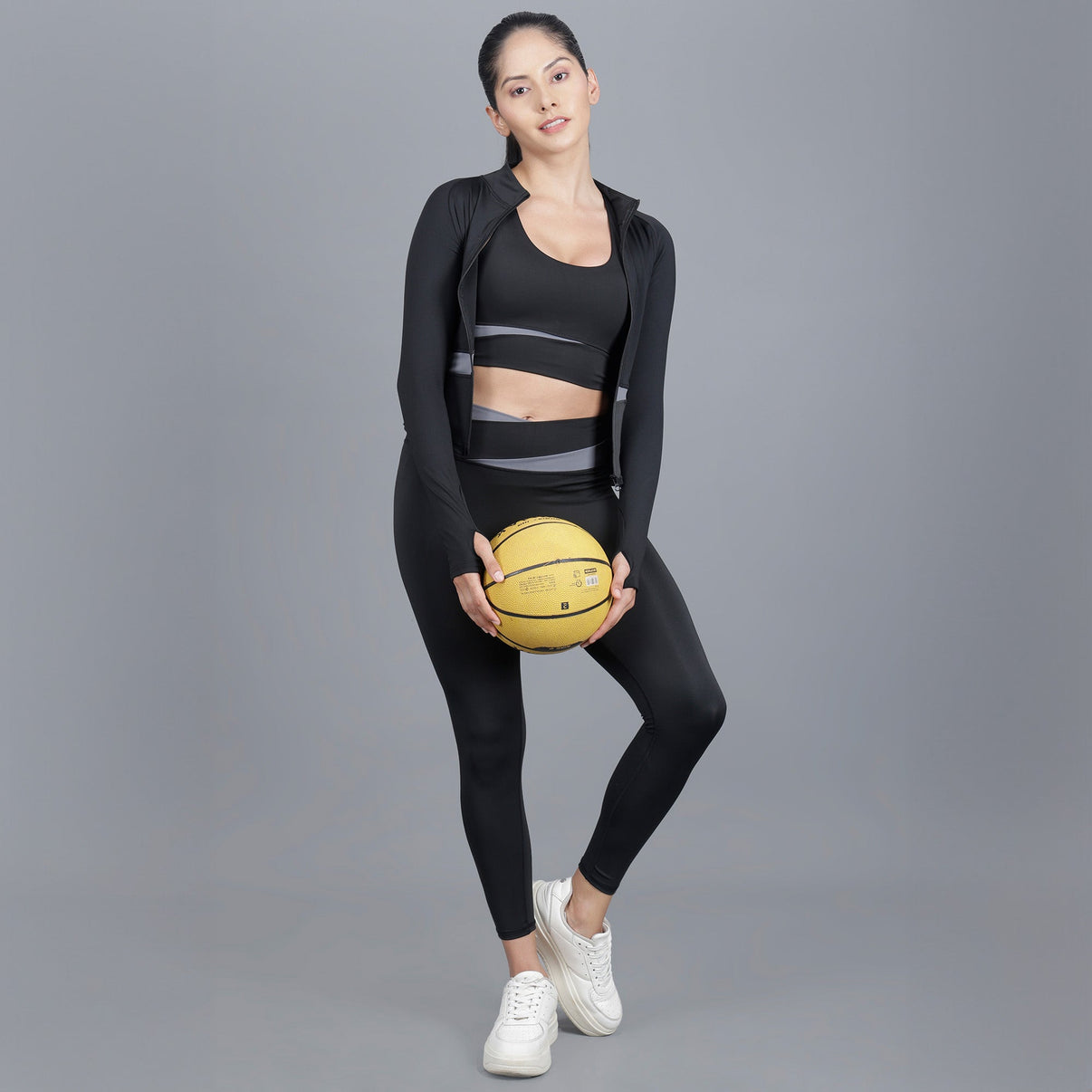 Chiclo Contrast Trim 3 Piece Workout Set For Women