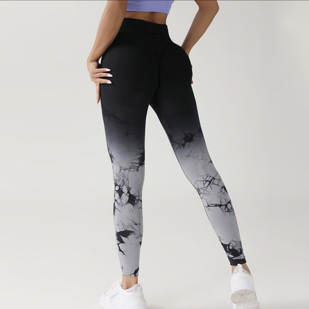 Chiclo Ribbed Marble Print High Waisted Tights