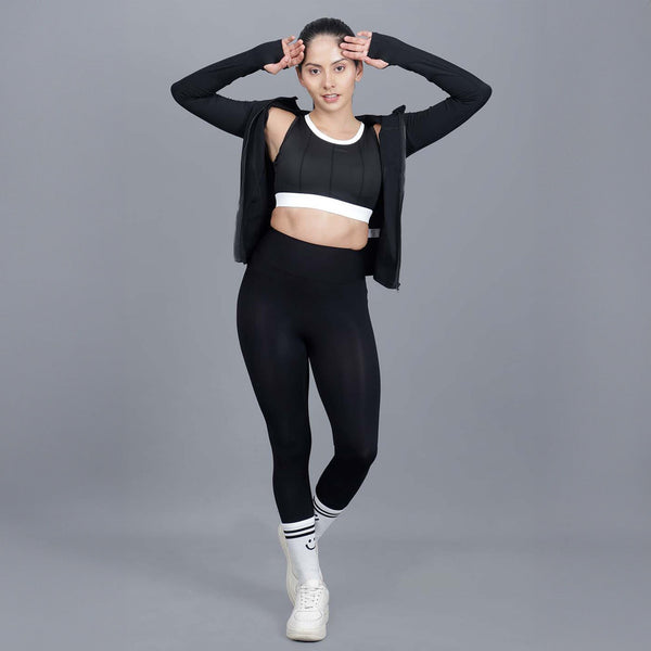 Chiclo Women's Complete Workout Set - Sports Bra, Tights, Jacket & Socks